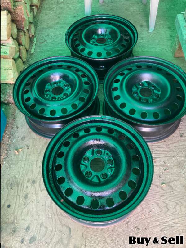 RIMS, Set of 4 17”x7” 5x114.3 black steel rims. In great condition ...